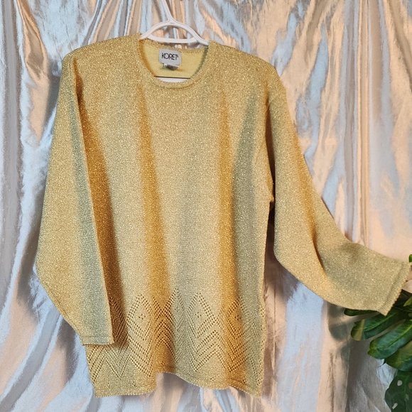 Koret | Sweaters | Preowned Womens Xl Koret Wool Blend Gold Metallic ...